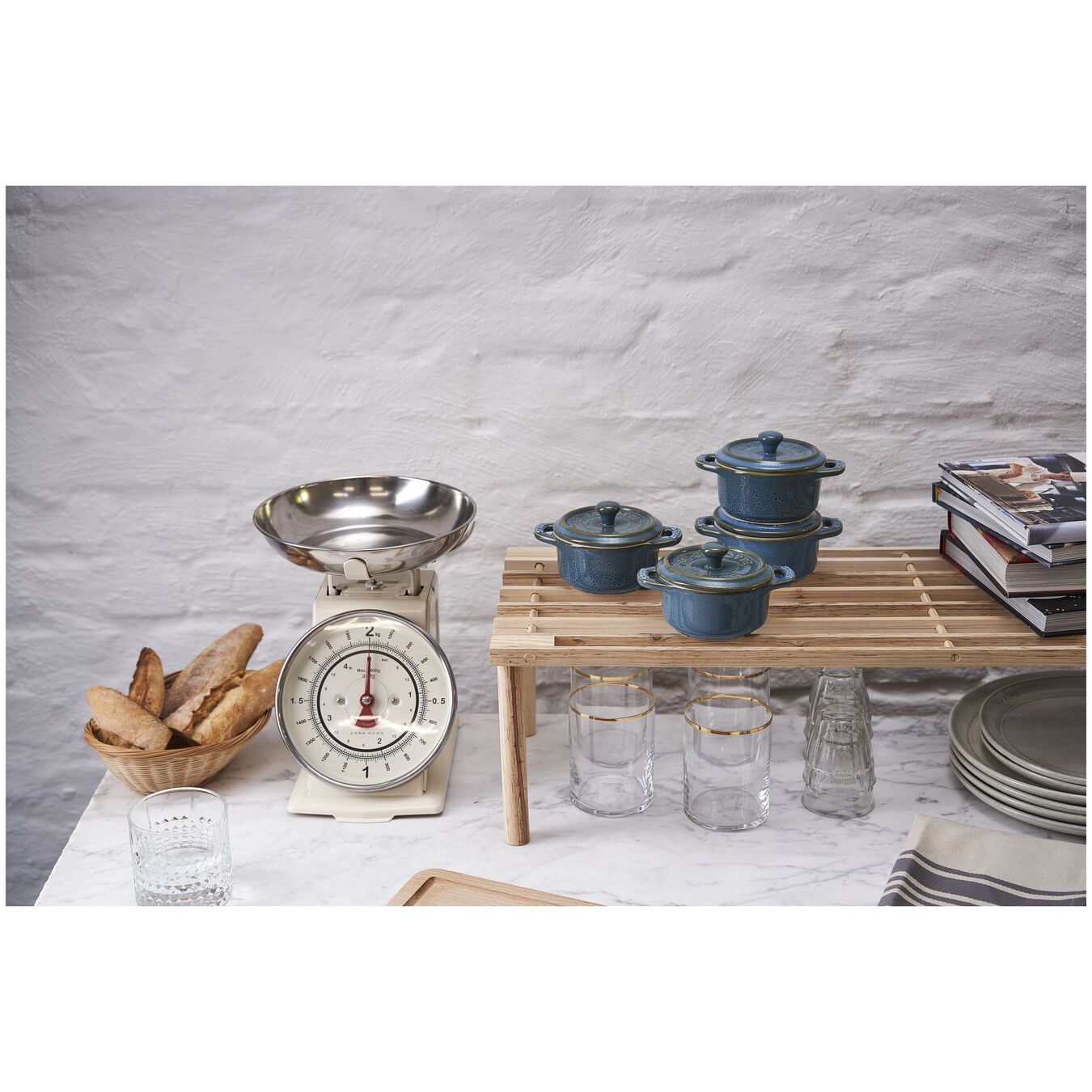 Staub Ceramique Cocotte Set 4-tlg, rund, Antik-Türkis, Keramik ...