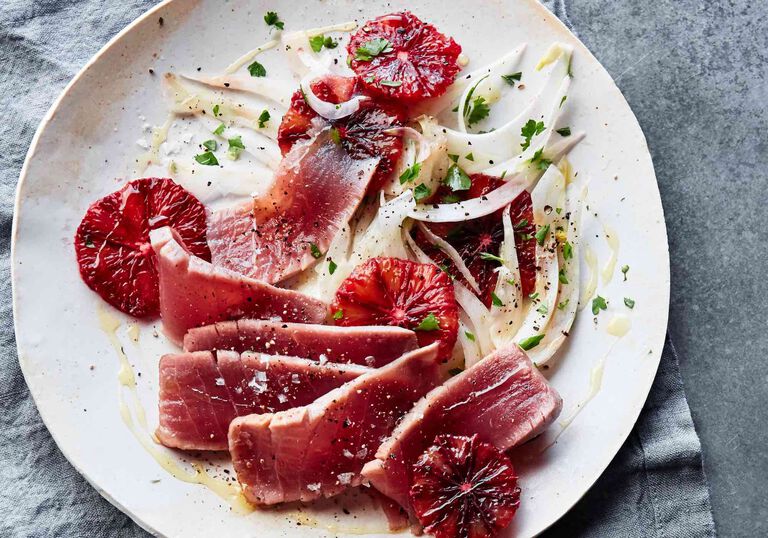 Recipe for a delicious Olive Oil–poached Tuna with Blood Oranges and ...