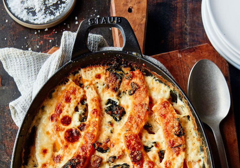 Recipe for a delicious Pumpkin, Bacon, and Kale Gratin | ZWILLING.COM