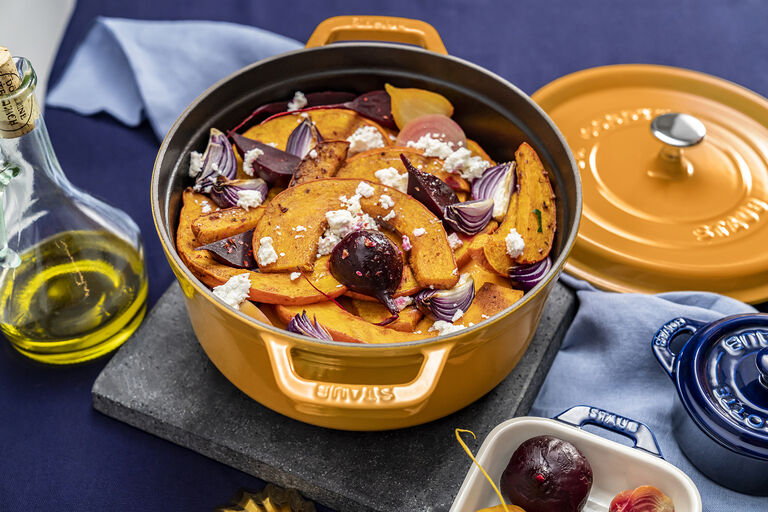 Recipe for a delicious Roasted pumpkin with beetroot and ras el hanout ...